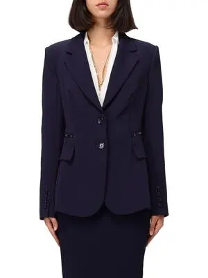 Elisabetta Franchi Cropped Single-breasted Blazer With Peak Lapels And Slim Fit - Blue