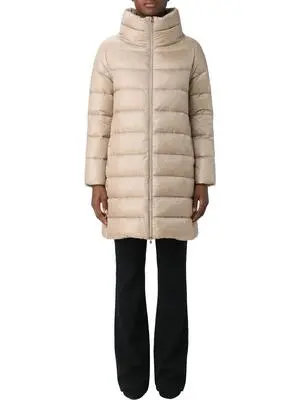 Herno Herno Long Quilted Nylon Puffer Coat With High Neck And Down Padding Beige