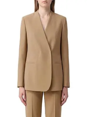 Fabiana Filippi Cropped Double-breasted Blazer In Viscose Blend With Concealed Fastening - Coffee