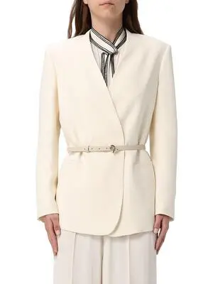 Fabiana Filippi Cropped Double-breasted Blazer In Viscose Blend With Concealed Fastening - Yellow
