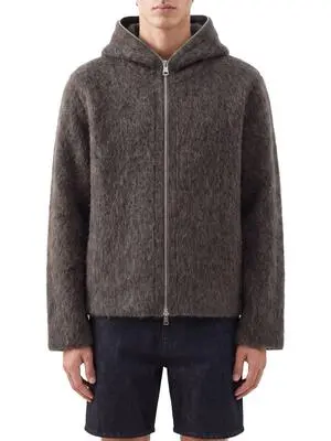 Our Legacy Our Legacy Wool And Alpaca Blend Zip-Up Hooded Cardigan Grey