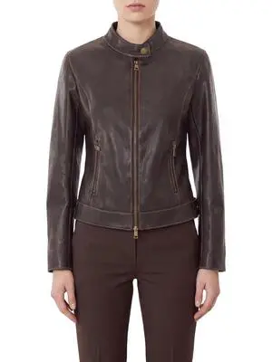 LIU JO Liu Jo Faux Leather Biker Jacket With High Collar