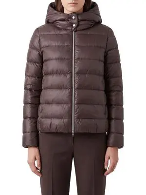 Herno Quilted Down Jacket With Hood - Brown