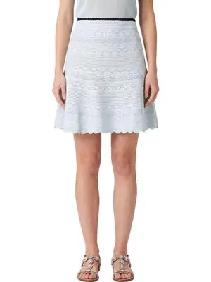 SELF-PORTRAIT High-waisted A-line Openwork Cotton-knit Mini Skirt - Green