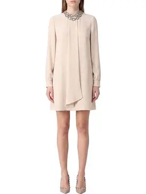 Valentino Garavani Jewel-neck Silk Mini Sheath Dress - Cream