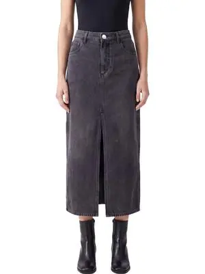 Isabel Marant Étoile Faharia High-waisted Denim Midi Skirt With Slit - Black