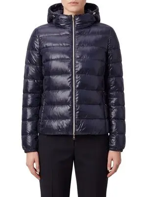 Herno Slim Fit Waterproof Nylon Down Jacket With Hood And Metal Zip - Black