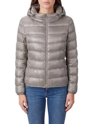Herno Herno Slim Fit Waterproof Nylon Down Jacket With Hood And Metal Zip Grey