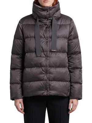 Herno Short Quilted Polyester Down Jacket With High Collar And Buttons - Grey