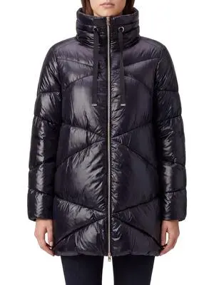 Herno Knee-length Quilted Nylon Down Jacket With High Collar - Black