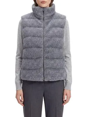 Herno Padded Quilted Nylon And Fleece Gilet With High Neck - Grey