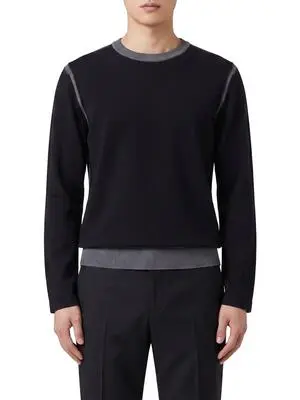 MAISON MARGIELA Crewneck Pure Wool Jumper With Contrast Trim - Black