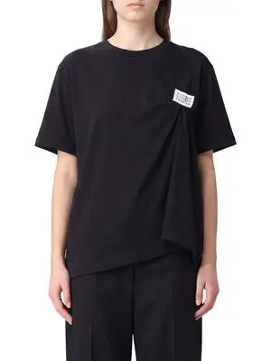 MAISON MARGIELA Draped Cotton T-shirt With Asymmetrical Hem - Black