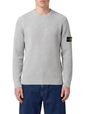 Stone Island Stone Island Slim Fit Crewneck Wool Jumper With Compass Logo Patch Sand