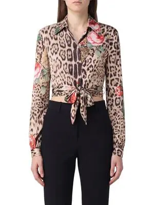 Roberto Cavalli Roberto Cavalli Leopard Print Floral Shirt Natural