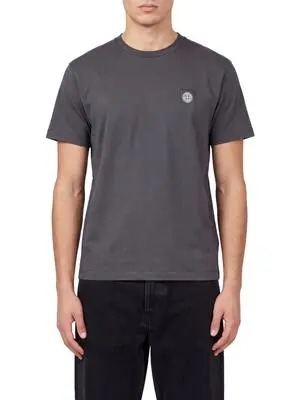 Stone Island Cotton T-shirt With Compass Logo Patch On The Chest Grey 1