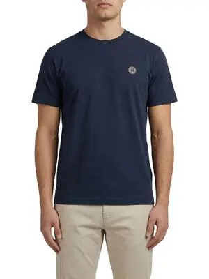 Stone Island Cotton T-shirt With Compass Logo Patch On The Chest Navy