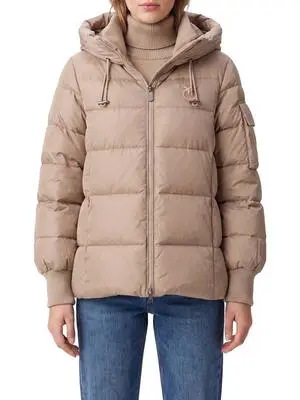 Pinko Short Quilted Water-repellent Nylon Puffer Jacket With Zip - Beige