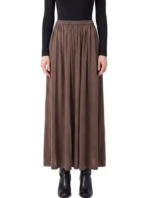Max Mara Livrea Flared Midi Skirt In Silk Blend With High Elasticated Waist - Beige