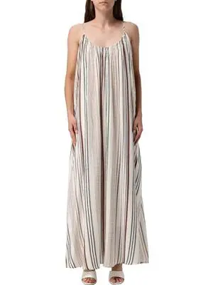 ELEH U-neck Long Tunic In Viscose Blend With Off-the-shoulder Design - Ecru