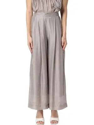 ELEH High-waisted Silk-blend Palazzo Trousers With Side Zip Closure - Grey
