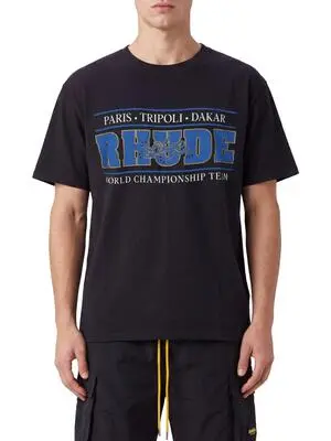 Rhude Graphic Print Cotton T-shirt With Logo - Black