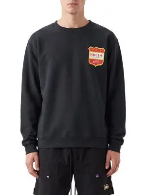 Rhude Crewneck Cotton Logo Print Jumper With Dropped Shoulders - Black