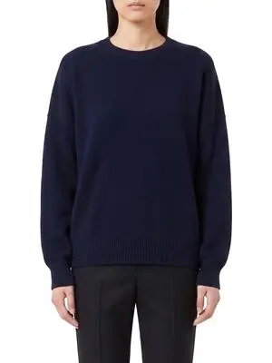 LISA YANG Lisa Yang 100% Cashmere Relaxed Fit Crewneck Jumper With Dropped Shoulders Blue