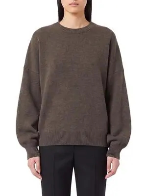 LISA YANG Lisa Yang 100% Cashmere Relaxed Fit Crewneck Jumper With Dropped Shoulders Brown