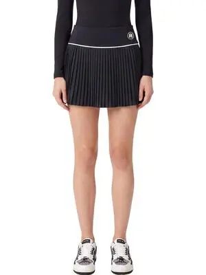 AMIRI Pleated Jersey Mini Skirt With Embroidered Monogram
