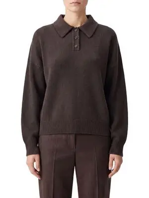 LISA YANG Lisa Yang Ribbed Knit Polo Sweater