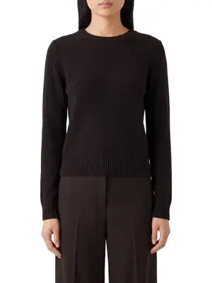 LISA YANG Long-sleeved Pure Cashmere Crewneck Jumper - Brown