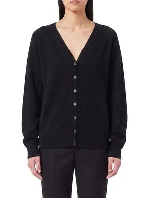 LISA YANG Relaxed Fit Pure Cashmere V-neck Cardigan - Black