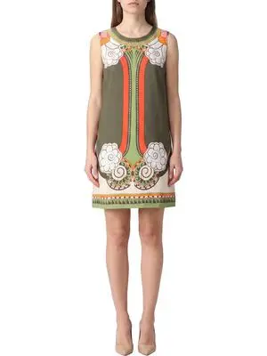 La DoubleJ Sleeveless Stretch-viscose Mini Tunic With Ethnic Print - Green