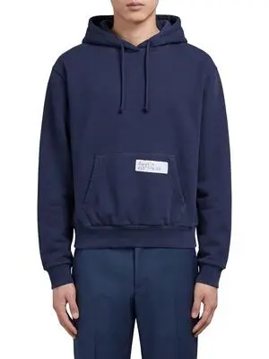MAISON MARGIELA Graphic Print Cotton Hoodie - Blue