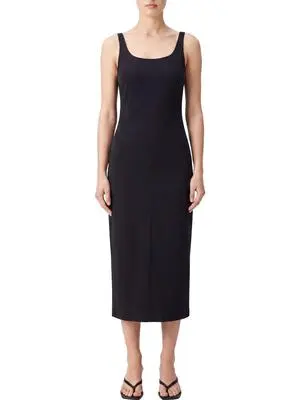 Jacquemus Viscose Sheath Midi Dress With Square Neckline - Black