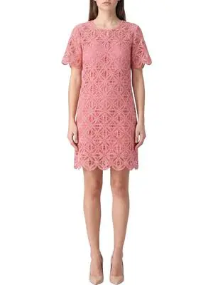 MICHAEL KORS Short-sleeved Lace Sheath Mini Dress With Crew Neck