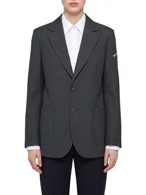 MAISON MARGIELA Single-breasted Cotton And Wool Blazer With Patch Pockets - Grey