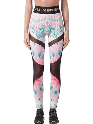 PLEIN SPORT Stretch-tech Fabric Sports Leggings With Graphic Print And Rhinestones