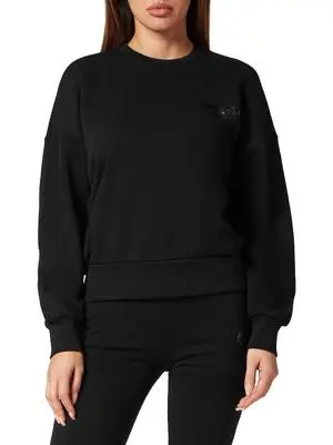 PLEIN SPORT Crewneck Jumper With Applied Logo - Black