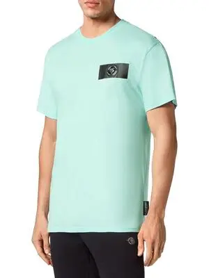 PLEIN SPORT Short-sleeved Jersey T-shirt With Graphic Print And Back Logo - Green