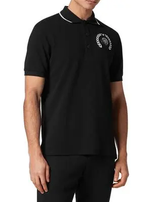 PLEIN SPORT Short-sleeve Jersey Polo Shirt With Classic Collar And Logo - White 1