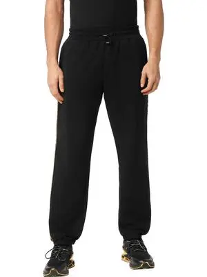 PLEIN SPORT Jersey Jogging Trousers With Drawstring And Printed Logo - Black