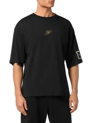 PLEIN SPORT Jersey T-shirt With Back Laminated Logo Print - Black