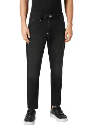 Philipp Plein Detroit Mid-rise Slim Fit Cotton Denim Jeans - Black