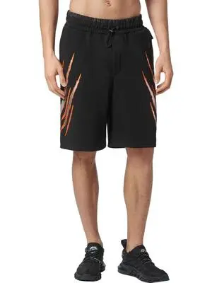 PLEIN SPORT Jersey Sports Shorts With Allover Graphic Print - Black