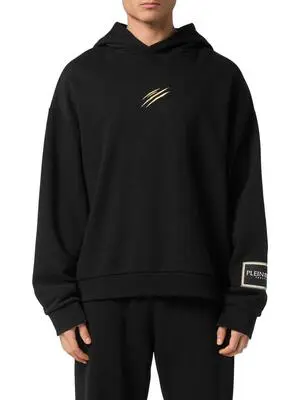 PLEIN SPORT Relaxed Fit Hoodie With Contrast Logo Detail - Black