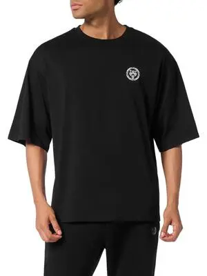 PLEIN SPORT Relaxed Fit Jersey T-shirt With Logo Print Black