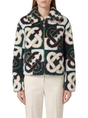 Casablanca Printed Fleece Jacket - Black