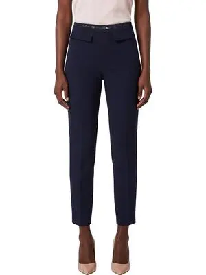 Elisabetta Franchi High-waisted Skinny Crêpe Trousers With Flap Pockets - Blue
